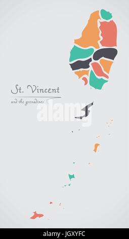 Saint Vincent and the Grenadines Round Country Flag. St. Vincentian ...