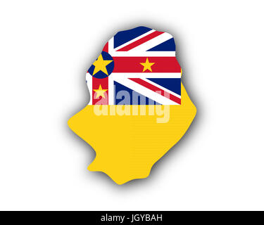 Map of Niue, flag map, National colors background Stock Photo - Alamy