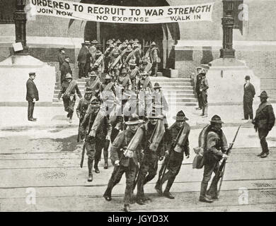 World War 1. American Army recruiting poster showing soldiers with ...