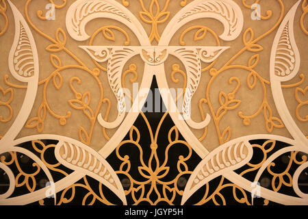 Decoration on a wall. Sheikh Zayed Mosque. 1995. Emirate of Abu Dhabi ...