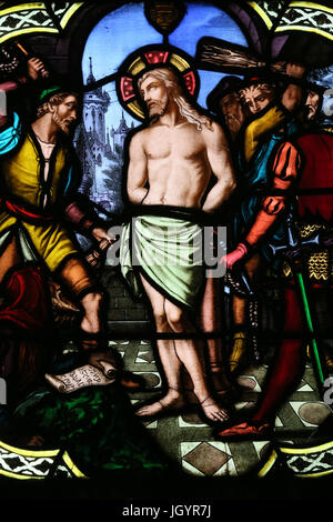 The flagellation of Christ stained glass, St Peter and St Paul Church ...