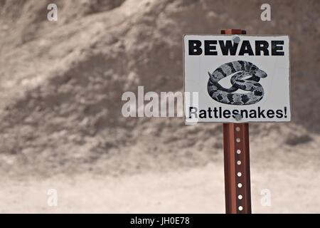 Rattlesnake Warning Sign Badlands National Park South Dakota Stock ...