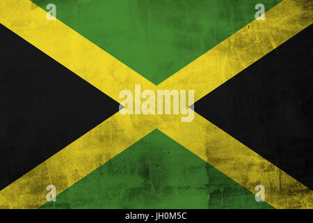 Jamaica flag on concrete wall. Horizontal panoramic banner. 3D ...