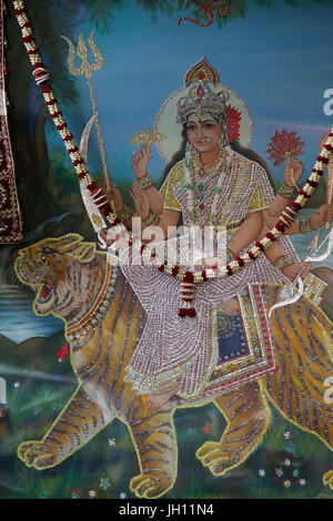 Durga Hindu Goddess Riding Tiger Stock Photo - Alamy