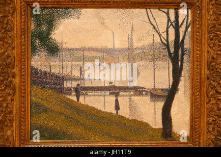 Georges Seurat, The Seine at Courbevoie, landscape painting, 1883-1884 ...