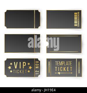 Vip Ticket Template Vector. Empty Golden Tickets And Coupons Blank ...