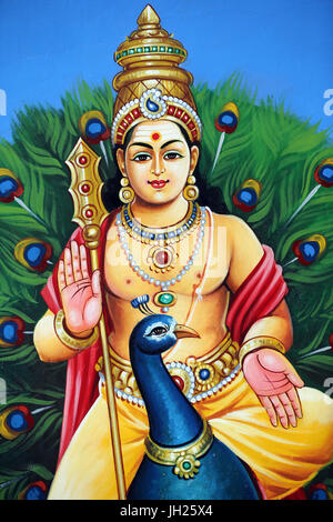 Hindu god Skanda or Murugan, also known as Karttikeya, Subramanya or ...