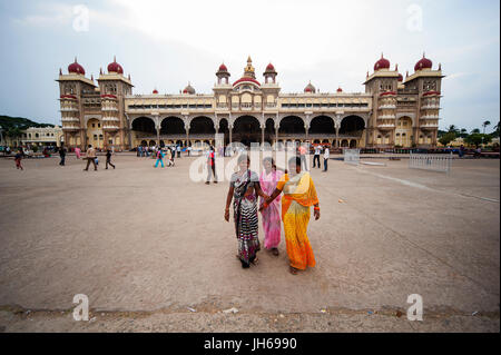 Indian people visiting Mysore Palace, Mysore, Karnataka, India Stock ...
