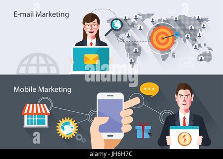 Flat characters of marketing concept illustrations Flat characters of ...