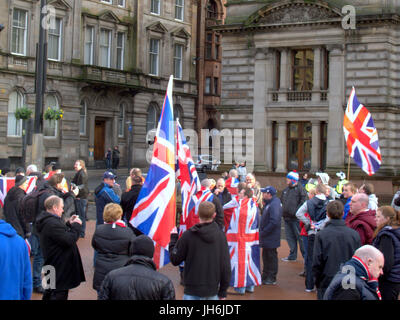 protestant loyalist unionist Rangers football club rally George Square ...