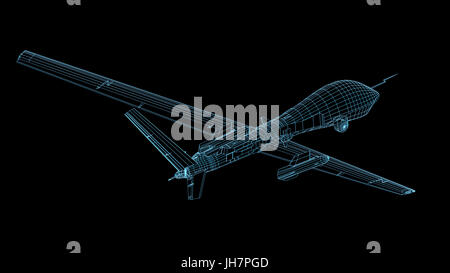 wireframe 3d render of military drone or UAV Stock Photo - Alamy
