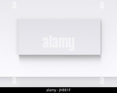 White photo frame with blank copy space hanging on grey wall in 3d ...