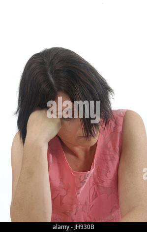 woman with a finger on her forehead thinking relieving pressure Stock ...