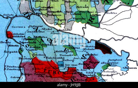 Ethnic map Northern Dobruja 1861 Stock Photo - Alamy