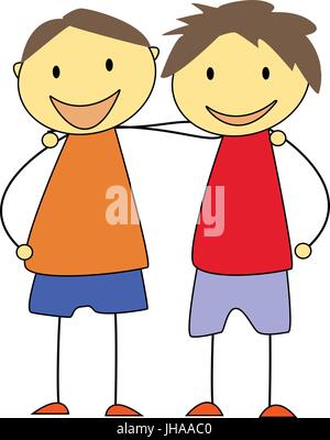Cartoon two children drawing together Stock Vector Image & Art - Alamy