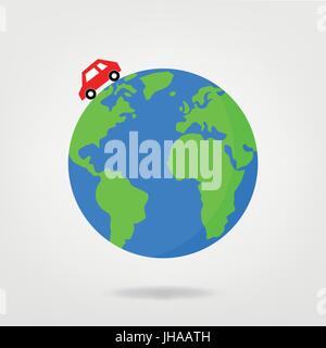 illustration of cars driving around the world vector graphic Stock ...