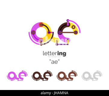 Linear initial letters, logo branding concept, cartoon funny style ...