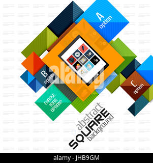 Geometric square shapes and infographic option elements with tablet ...