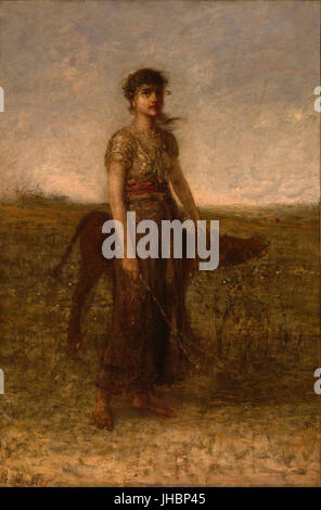 *Girl and Calf (Led through Meadows)*, painted by George Fuller ...