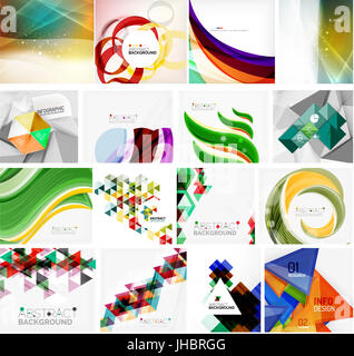 Set of abstract backgrounds. Circles, swirls and waves with copyspace ...