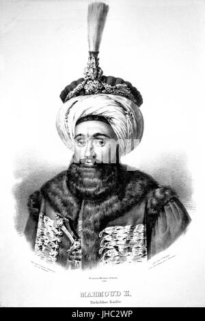 This lithograph of Mahmud II, the Ottoman Sultan, captures his regal ...