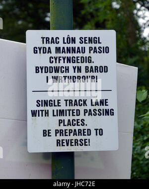 Bilingual Welsh road sign near Laugharne Carmarthenshire Wales UK Stock ...