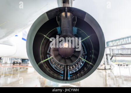 Rolls-Royce Trent 772B-60 engine-pylon on the wing of a Gulf Air Airbus ...