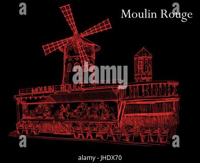 Isolated sketch of moulin rouge landmark Vector Stock Vector Image ...