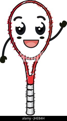 tennis racket kawaii character vector illustration design Stock Vector ...