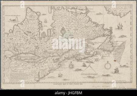 Champlain's map of New France 1632 Stock Photo - Alamy