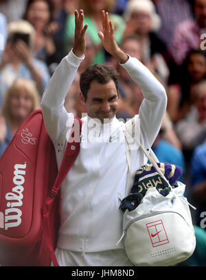 Roger Federer after beating Tomas Berdych on day eleven of the ...