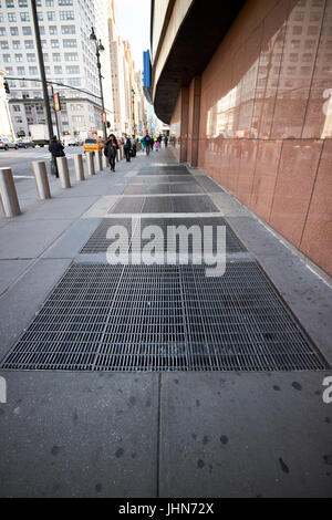 underground subway ventiliation grilles in sidewalk New York City USA ...