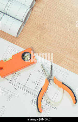 Electrical drawings or diagrams, work tools and house under ...