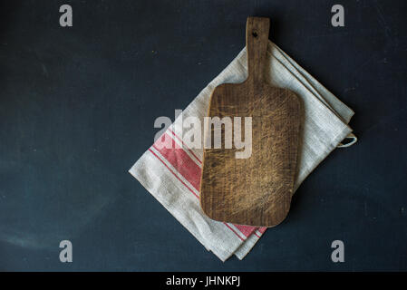 Rustic kitchen staff on wooden table with copyspace Stock Photo - Alamy