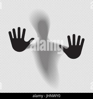 Shadowy figure behind glass translucent isolated. Vector illustration ...