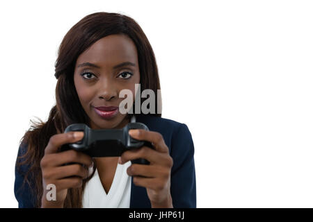 Portrait of a j businesswoman showing blank screen mobile phone ...