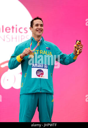 Australia's Cameron Crombie with his gold medal on the podium after the ...