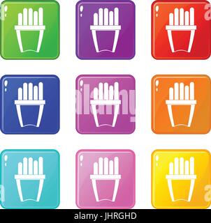 Portion of french fries icons set hexagon Stock Vector Image & Art - Alamy
