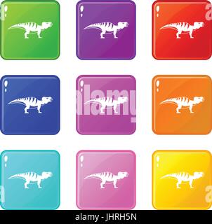 Hadrosaurid dinosaur icons set Stock Vector Image & Art - Alamy