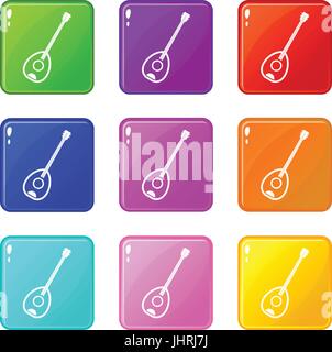 Saz turkish music instrument icons set vector color Stock Vector Image ...