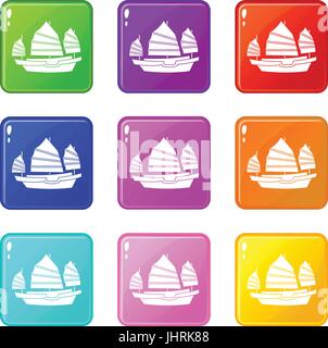 junk ancient ship color icon vector illustration Stock Vector Image ...