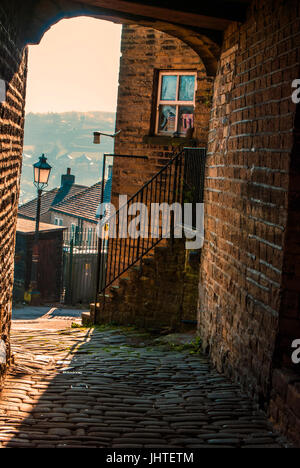 Howarth cobbled street, Howarth Yorkshire UK Stock Photo - Alamy