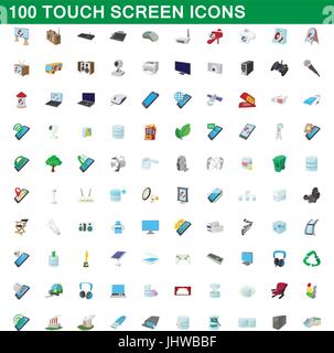 100 touch screen icons set, cartoon style Stock Vector Image & Art - Alamy