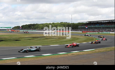 Mercedes' Lewis Hamilton leads from Ferrari's Kimi Raikkonen during the ...