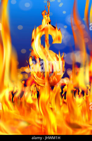 Conceptual image of burning dollar sign and fire flames Stock Photo - Alamy