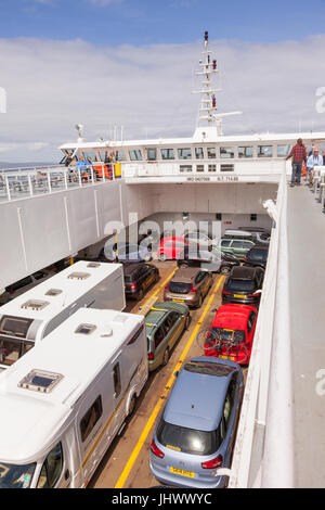 Pentland Ferries vessel in Gills Bay port Caithness, Scotland carrying ...