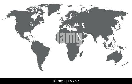 World Map Vector Illustration – Grey Global Map with Location Icons for ...