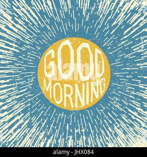 Good morning sun. Sunshine symbol with happy morning lettering ...