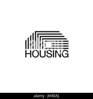 Mono line house logo. Monochromatic vector logotype. On black ...