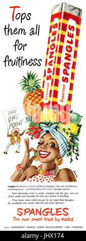 1951 British advertisement for Spangles sweets Stock Photo - Alamy
